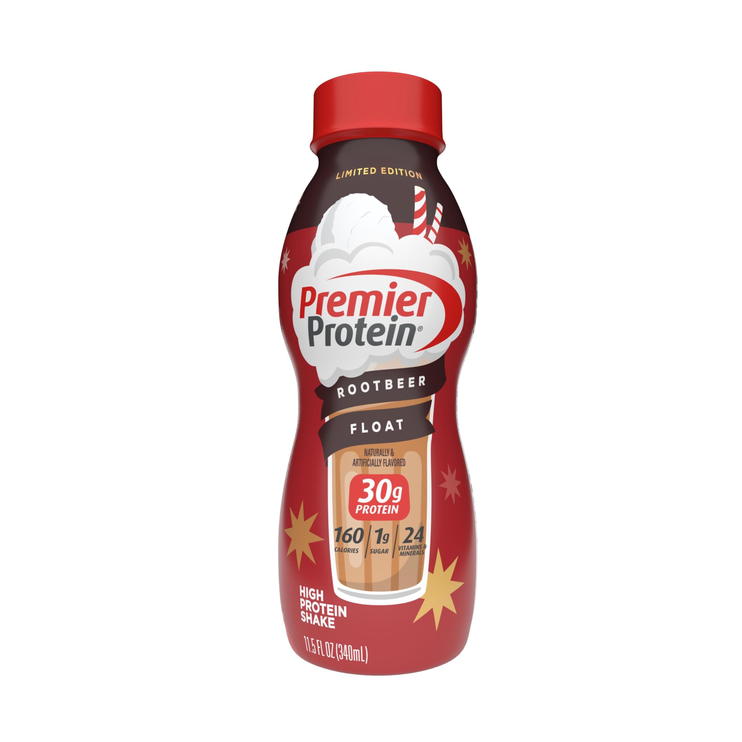 Premier Protein Shake, Root Beer Float, 30g Protein, 1g Sugar, 24 Vitamins & Minerals, Nutrients to Support Immune Health, 11.5 fl oz