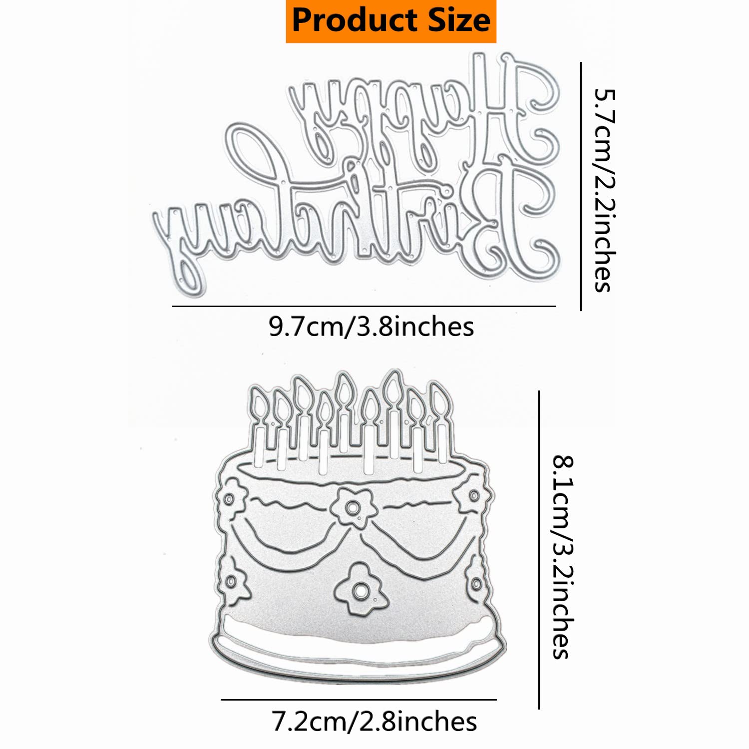 2 Set Die Cuts for Card Making, Accfore Happy Birthday Cutting Dies Card Making Supplies DIY Die Cutters Card Making Die Stencils for Scrapbooking