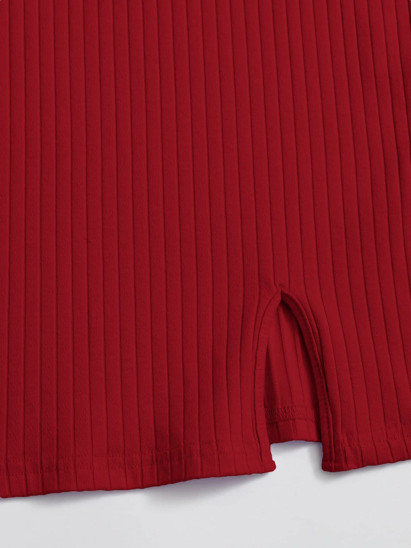 Floerns Women's Casual Solid Sleeveless Cami Split Hem Ribbed Knit Bodycon Mini Dress Red XS