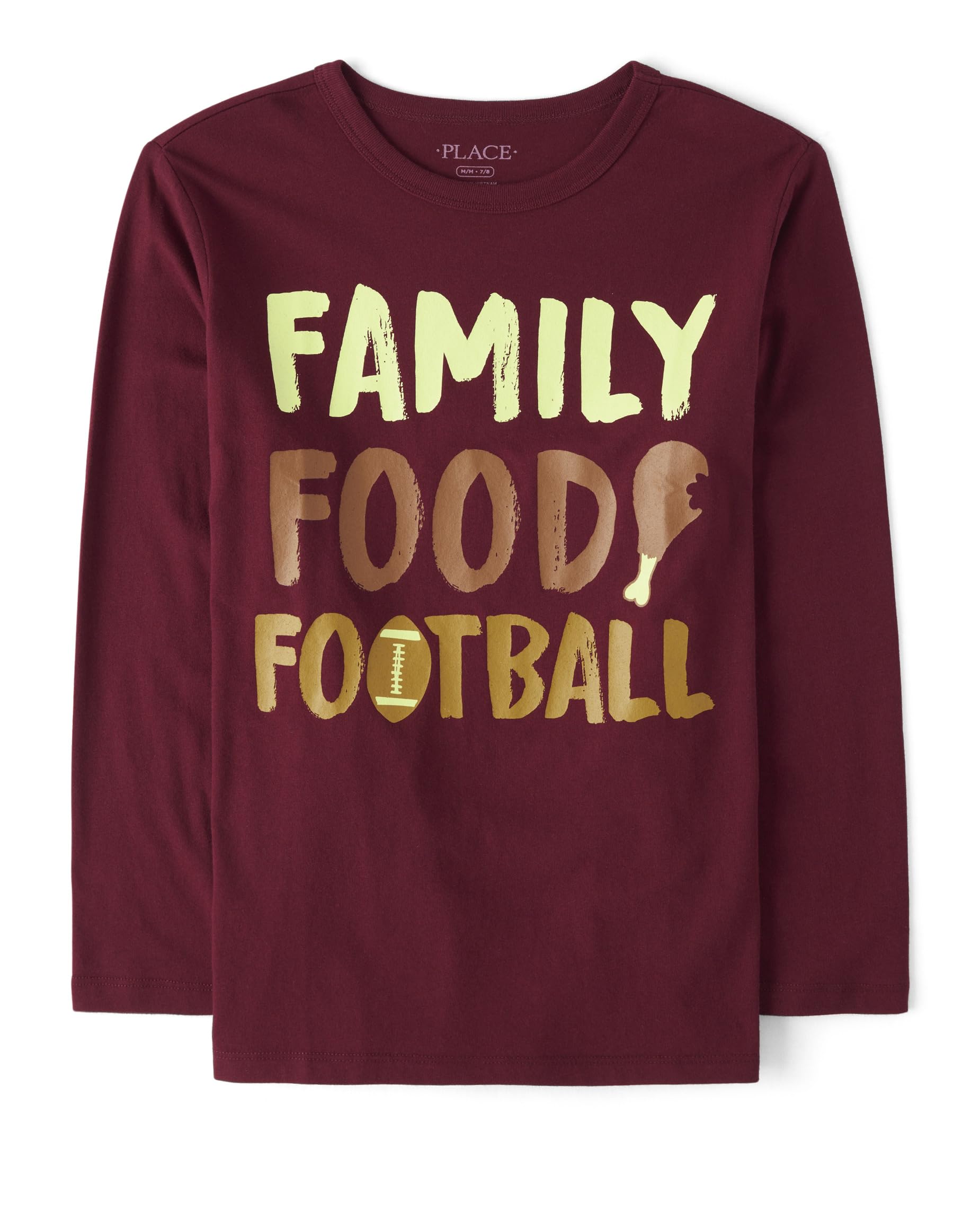 The Children's Place Boys All Holidays Long Sleeve Graphic T-Shirts Thanksgiving Fam Food Fball Large