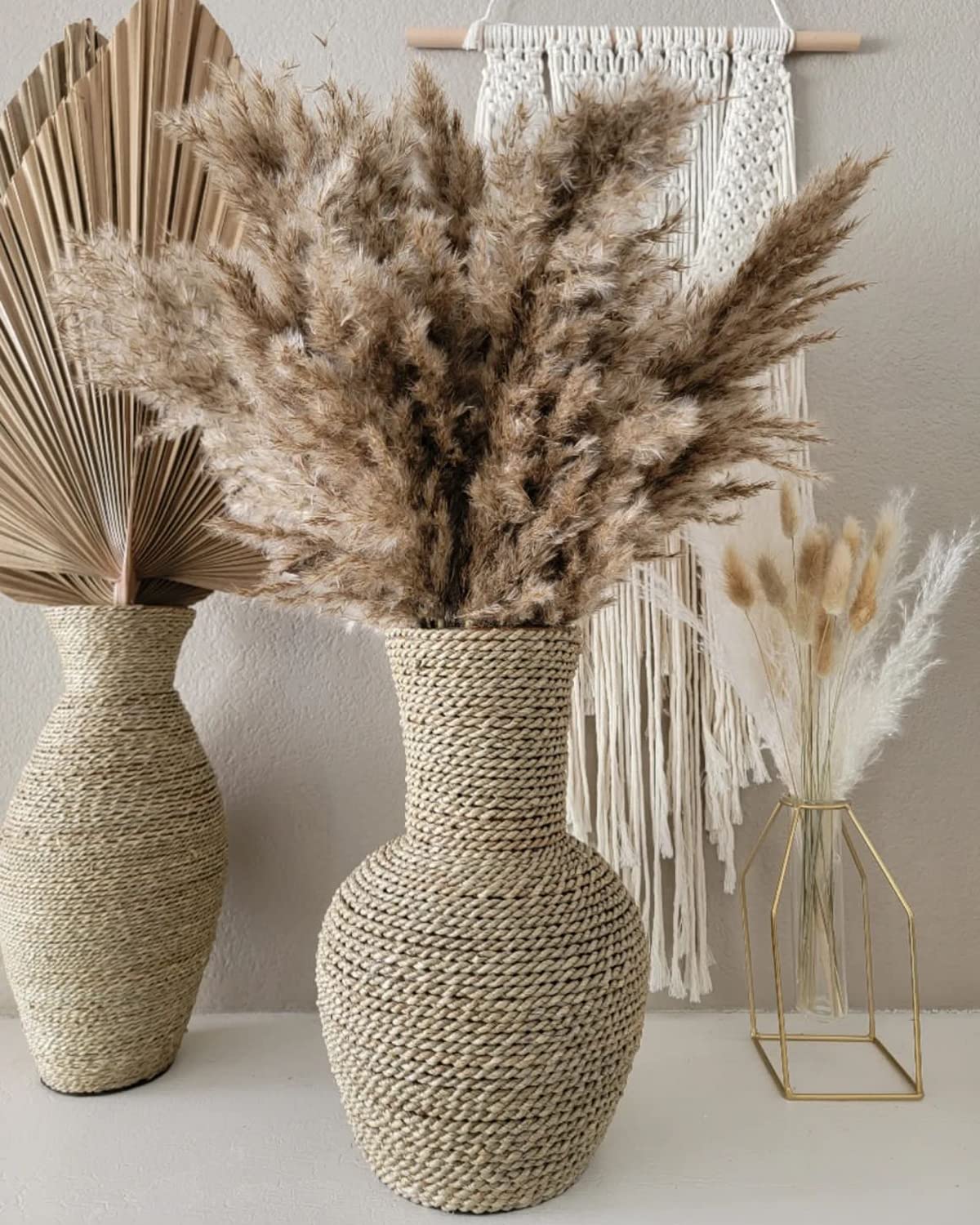 95PCS Dried Flowers Pampas Grass Boho Decor, Dried Pampas Grass for Boho Home, Wedding, Baby Shower Decorations, Bunny Tails Dried Flowers, Table Decor Home Decorations