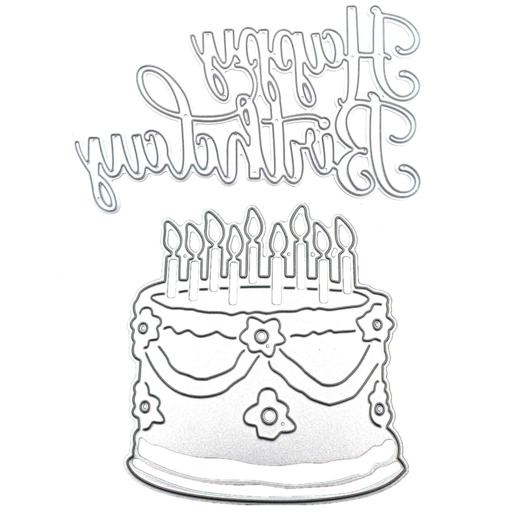 2 Set Die Cuts for Card Making, Accfore Happy Birthday Cutting Dies Card Making Supplies DIY Die Cutters Card Making Die Stencils for Scrapbooking