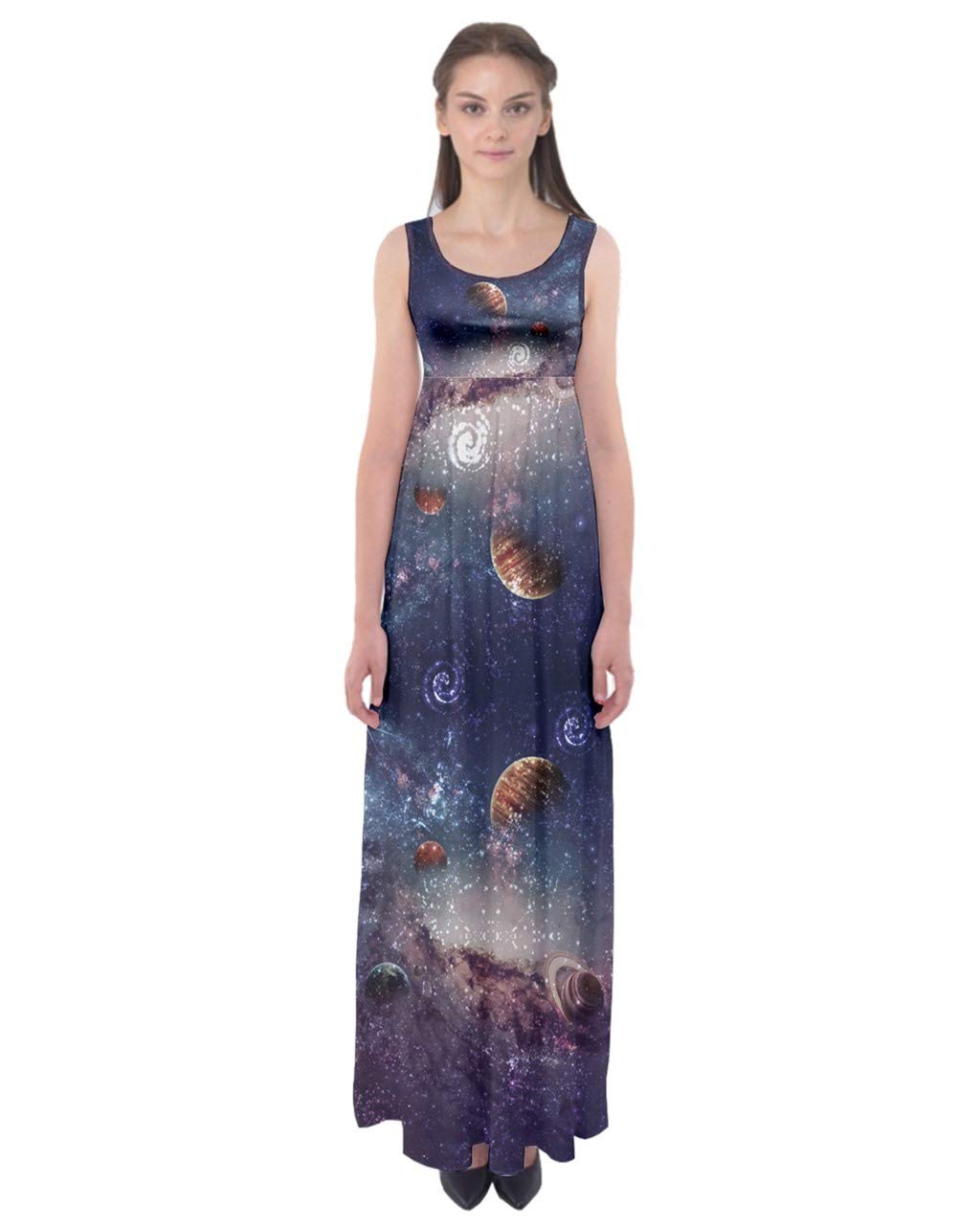CowCow Womens Planets Purple Empire Waist Maxi Dress - 2XLTall