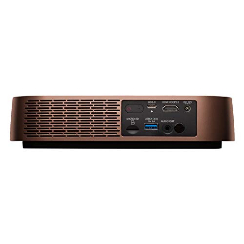 ViewSonic M2 1080p Portable Projector with 1200 LED Lumens, H/V Keystone, Auto Focus, Harman Kardon Bluetooth Speakers, HDMI, USB C, 12GB Storage, Stream Netflix with Dongle