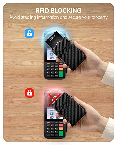 YESIIW Slim Card Holder Wallet - Pop up Wallet for Men with ID Window and RFID Protection Up to 11 Cards Card Case