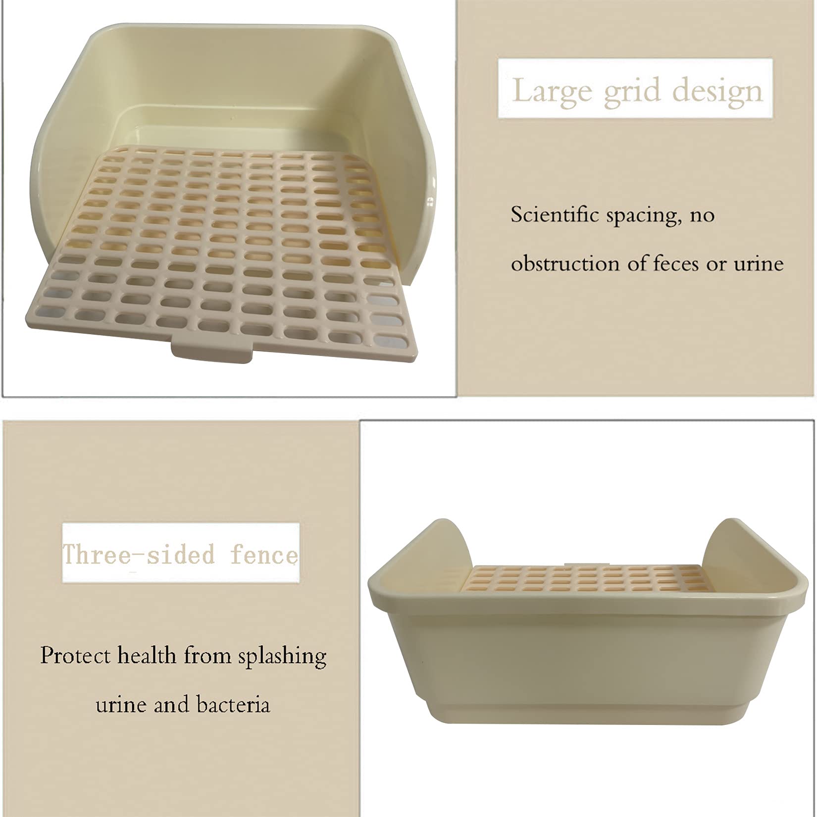 Hamiledyi Large Rabbit Litter Box Corner Bedding Box Chinchilla Toilet Trainer Square Potty Pet Pan for Adult Guinea Pig, Galesaur.Ferret and Other Animals (White)