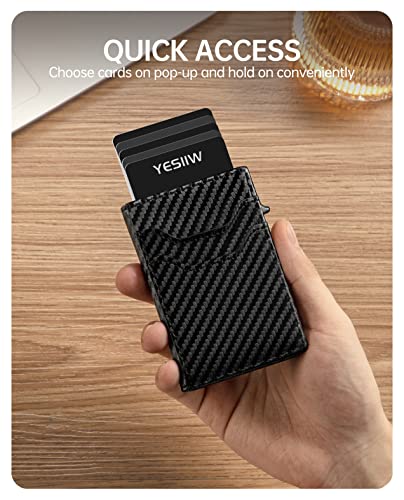 YESIIW Slim Card Holder Wallet - Pop up Wallet for Men with ID Window and RFID Protection Up to 11 Cards Card Case