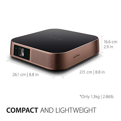 ViewSonic M2 1080p Portable Projector with 1200 LED Lumens, H/V Keystone, Auto Focus, Harman Kardon Bluetooth Speakers, HDMI, USB C, 12GB Storage, Stream Netflix with Dongle