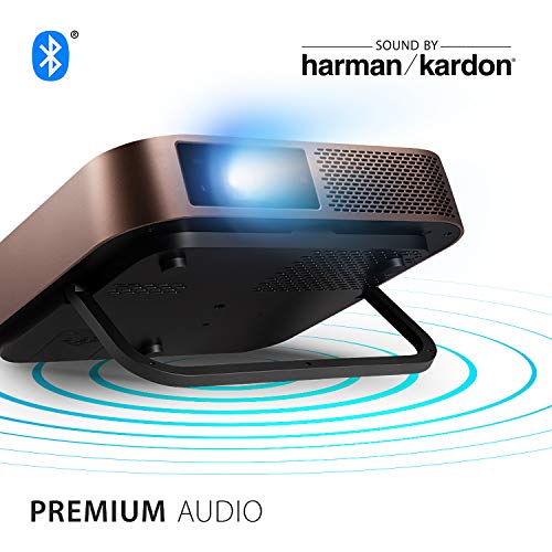 ViewSonic M2 1080p Portable Projector with 1200 LED Lumens, H/V Keystone, Auto Focus, Harman Kardon Bluetooth Speakers, HDMI, USB C, 12GB Storage, Stream Netflix with Dongle