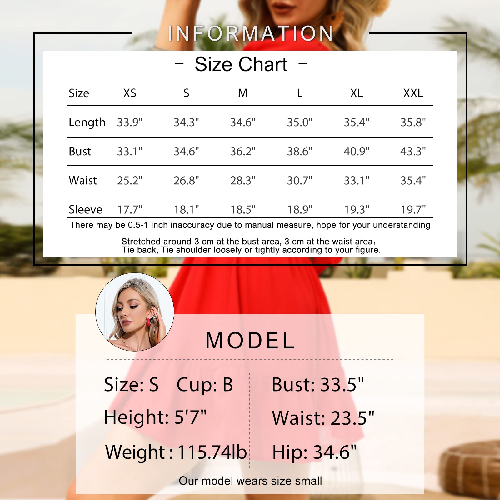 EXLURA Women's Casual Lantern Sleeve Tie Back Dress Ruffle Square Neck A-Line Fairy Fall Dresses Red