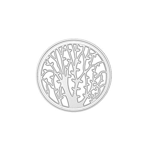3.3 by 3.3 Inches Circle Tree Embossing Metal Cutting Dies Round Frame Embossing Stencil Background Dies for Card Making Scrapbooking Christmas Die Cuts (#30)