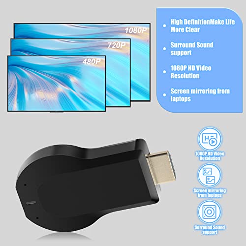 Wireless Display Adapter 4K HDMI - WiFi 1080P Mobile Screen Mirroring Receiver Dongle to TV/Projector Receiver Support Windows Android Mac iOS