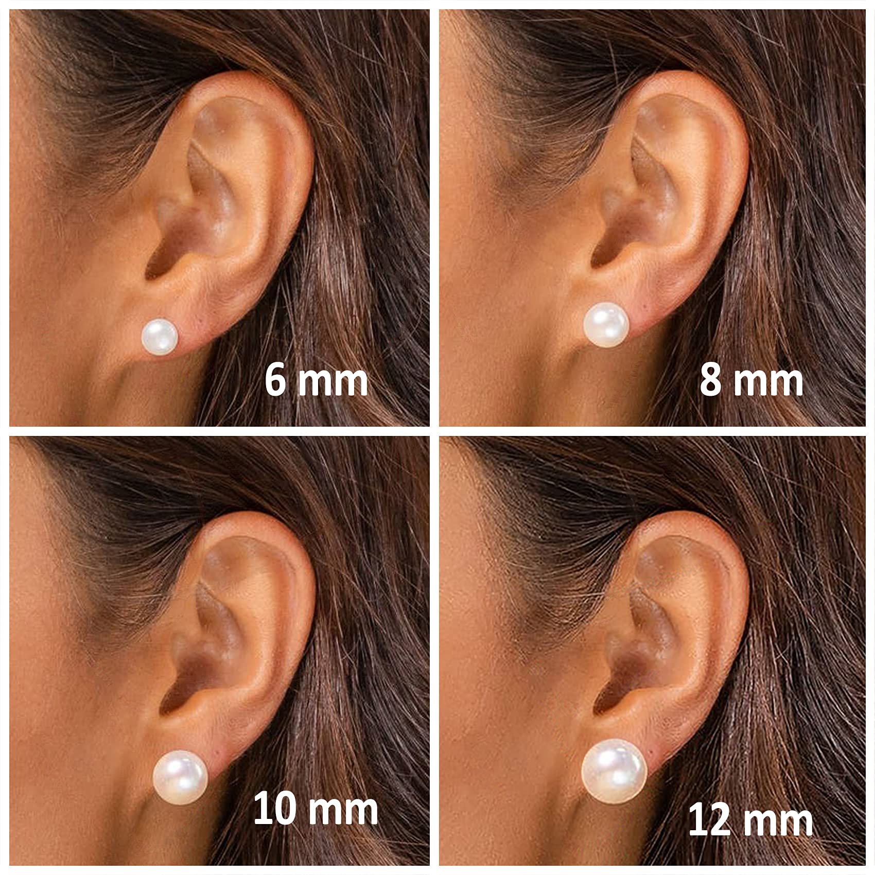 PAVOI 18K Yellow Gold Plated Sterling Silver Round Stud White Simulated Shell Pearl - 10mm