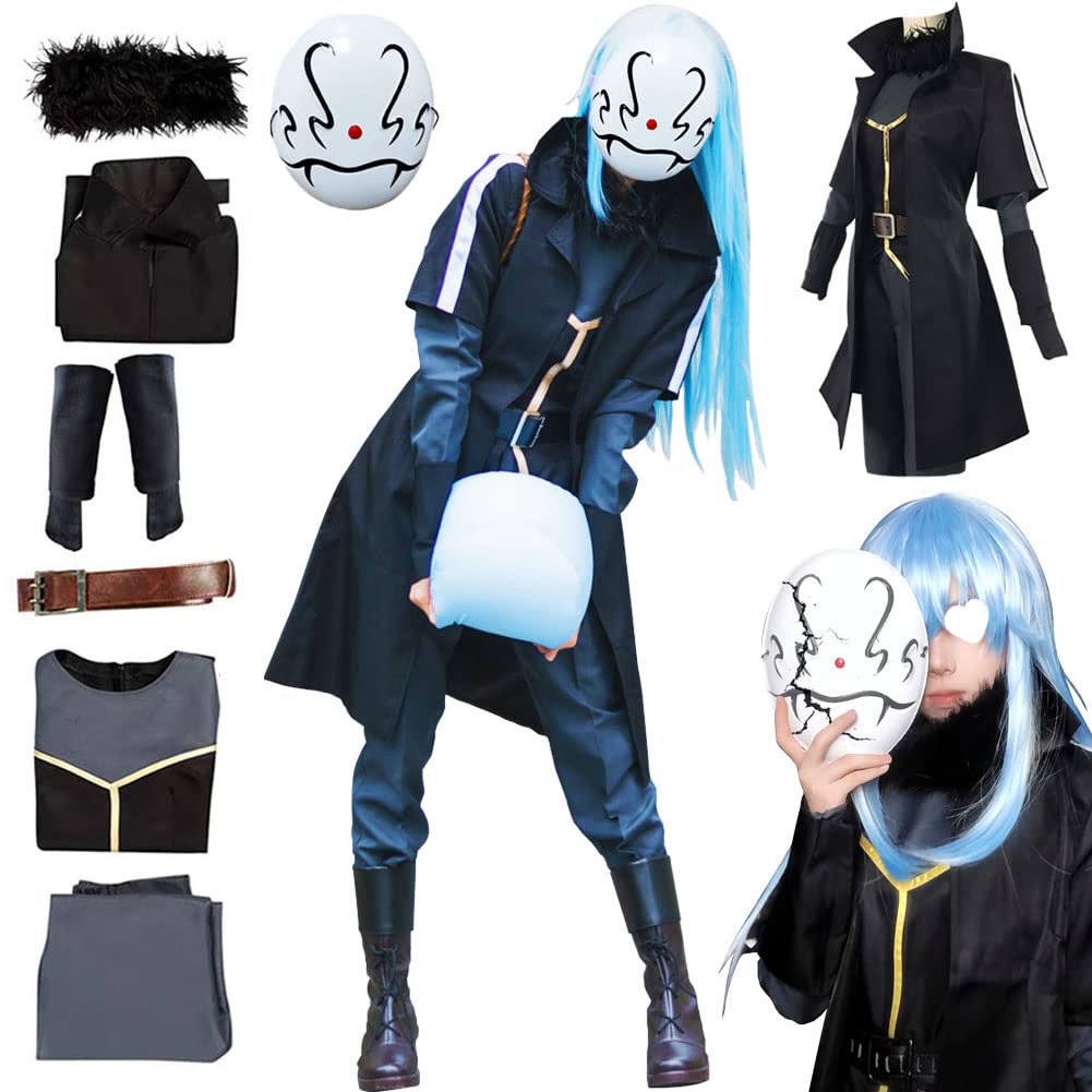 Han shan Rimuru Cosplay Costume Rimuru Cosplay Outfit Uniform Anime Costume Suit Full Set Halloween(BLACK(mask),XL)