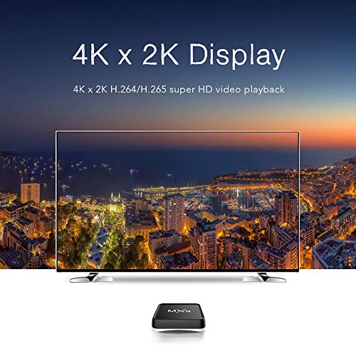 MXQ Android 7.1 ATV TV Box with Build-in AI Speaker AI Assistant S905W Quad-core 2G+16G 4K up to 60fps WiFi 2.4GHz BT 4.0 Smart Streaming Media Player for Home Entertainment
