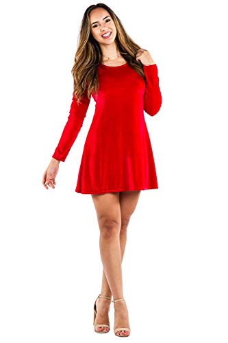 Tipsy Elves Velvet Dress for Women Vibrant Red Christmas Holiday Outfit Size L