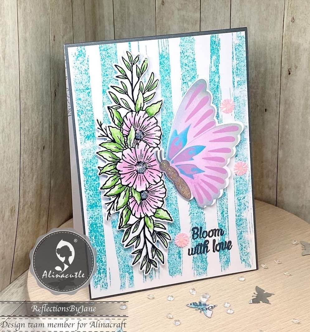 Alinacutle Layering Butterfly Stencil with Metal Die Cuts Dies Plastic Stencils Painting Stencils Template for Card Making DIY Painting on Wood Wall Furniture Decor