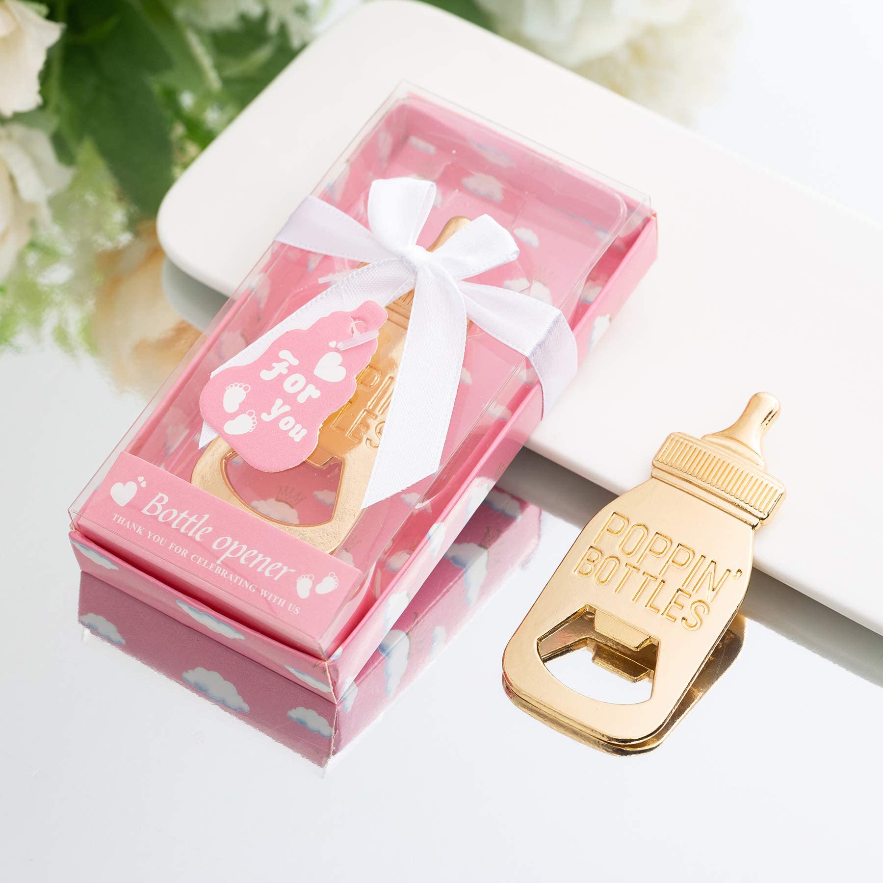 24 Packs Poppin Bottle Openers for Baby Shower Favors,Gifts,Decorations and Souvenirs (pink, 24)