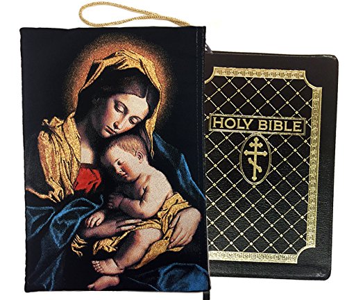 Religious Madonna and Child Book Bible Tapestry Pouch Case Purse 11 1/4 Inch