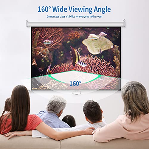 TRMESIA Projector Screen Pull Down 72inch Manual Projection Screen 16:9 Movie Projector Screen for Home Theater Wall Mounted Screen for Indoor Outdoor Movie Night