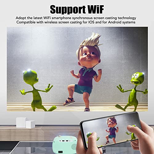 Portable WiFi Projector, HiFi Stereo Speaker HD 1080P 500LM WiFi Mini Projector for TV Stick for Home (US Plug)