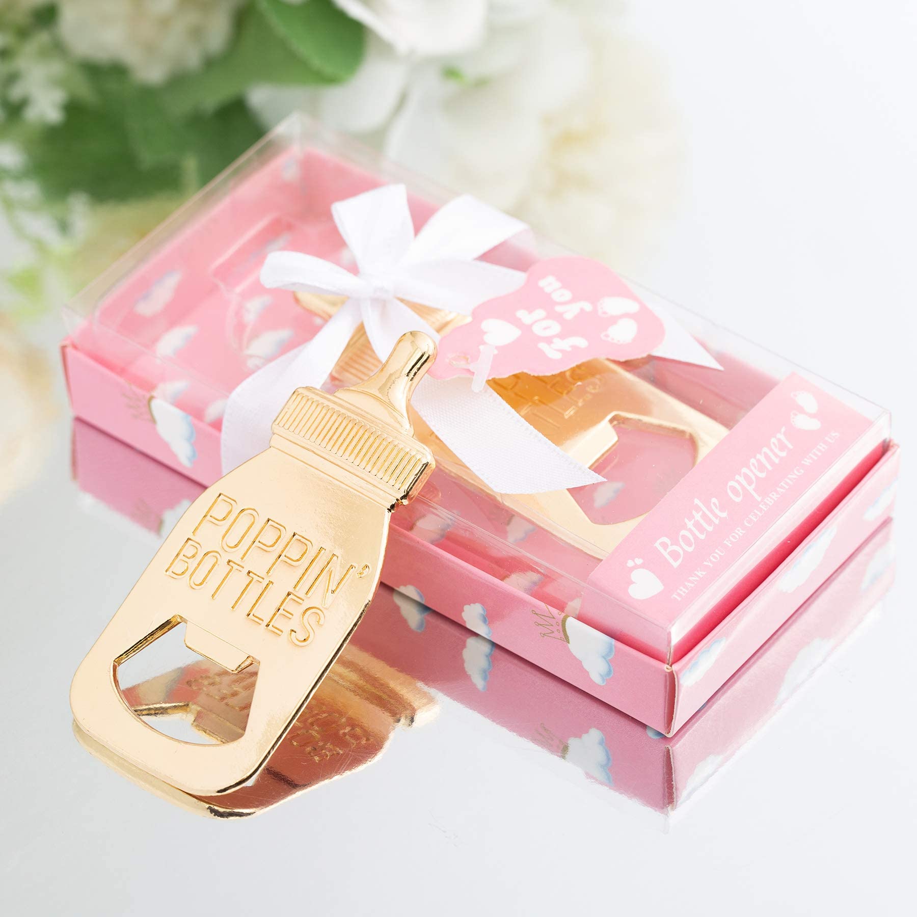 24 Packs Poppin Bottle Openers for Baby Shower Favors,Gifts,Decorations and Souvenirs (pink, 24)