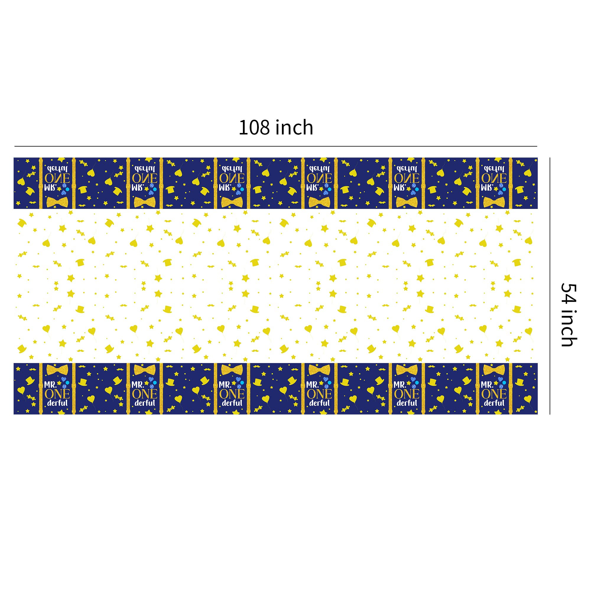 APOWBLS Mr Onederful Birthday Tablecloth Decorations Boy - Disposable Onederful 1st Birthday Party Supplies Table Cover, Baby Boy First Birthday Decorations Table Cloth - 2 Pack (54in x 108in)