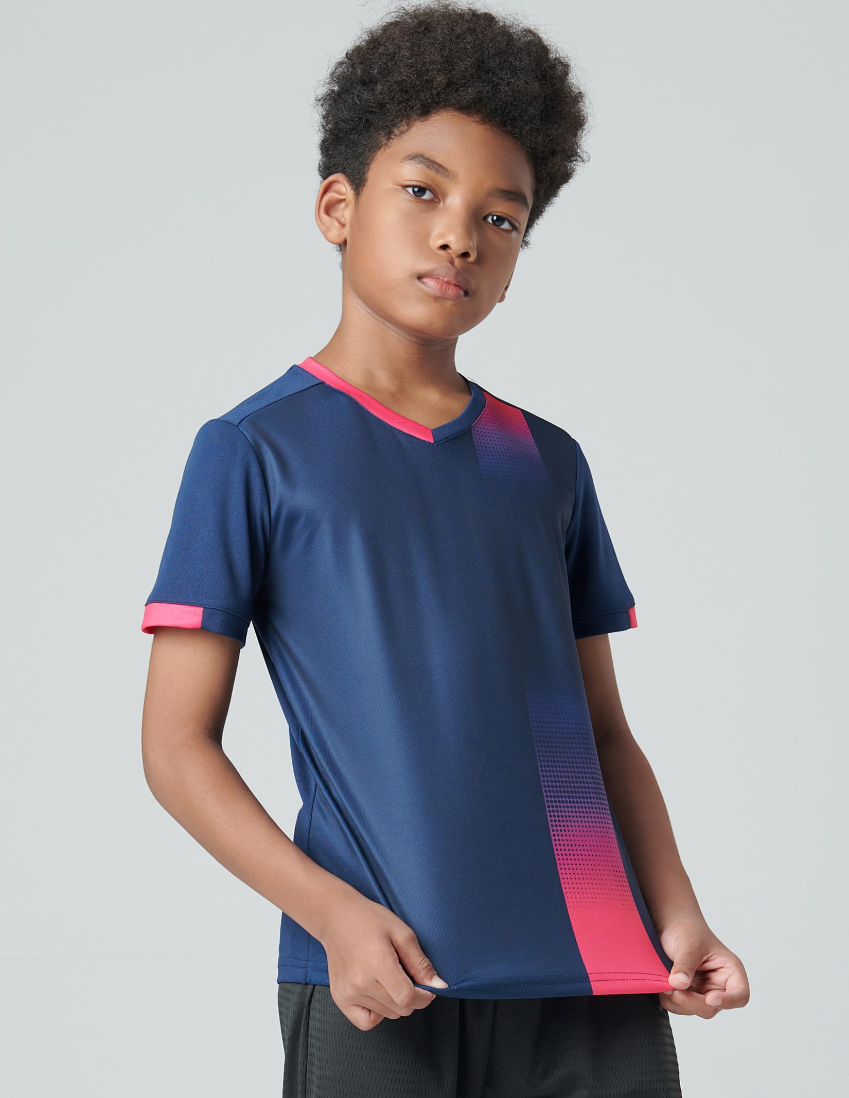 5 Pack Boys Athletic Shirts, Youth Activewear Dry Fit Tshirts for Kids, Short Sleeve Tees, Bulk Athletic Performance Clothing (Set 4, Medium)