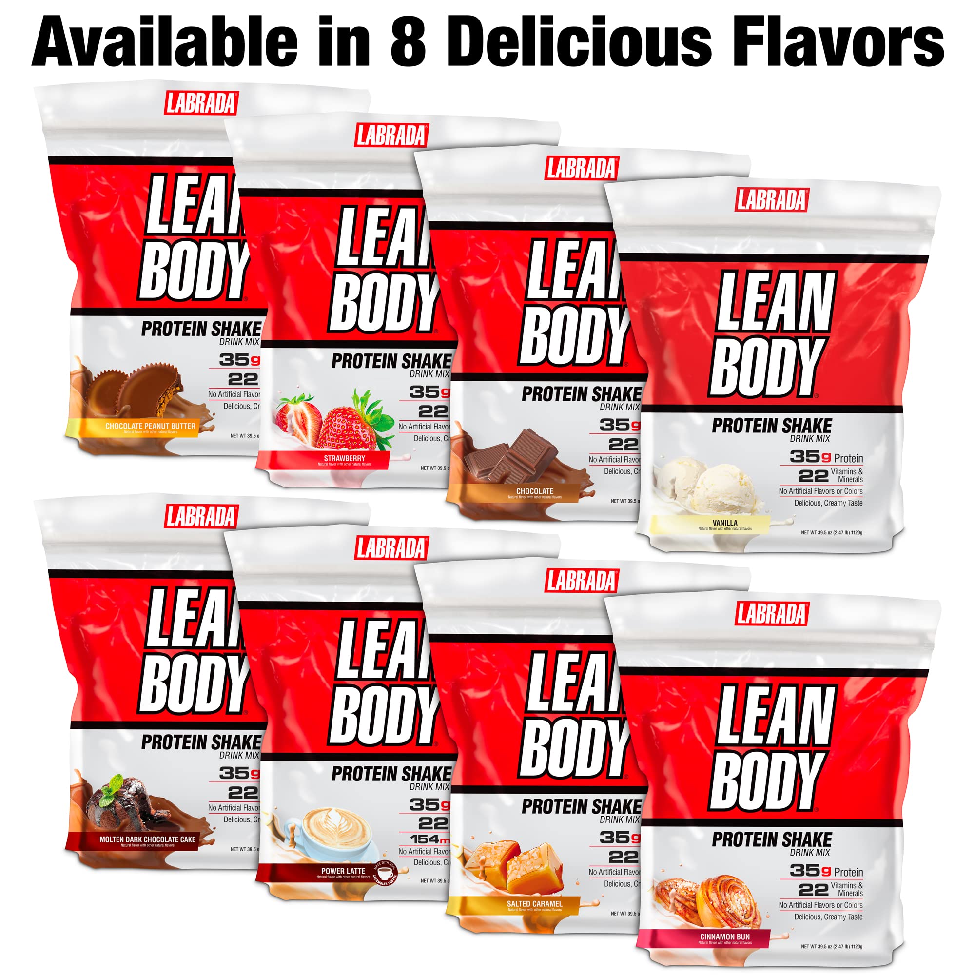 LABRADA Nutrition – Lean Body High Protein Meal Replacement Shake, Whey Protein Powder for Weight Loss and Muscle Growth, Chocolate Peanut Butter, 2.47LB Tub Packaging May Vary