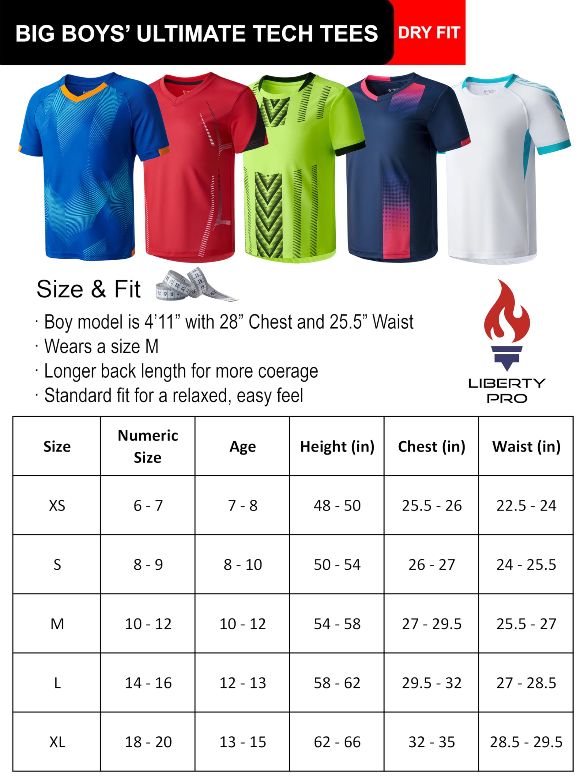 5 Pack Boys Athletic Shirts, Youth Activewear Dry Fit Tshirts for Kids, Short Sleeve Tees, Bulk Athletic Performance Clothing (Set 4, Medium)