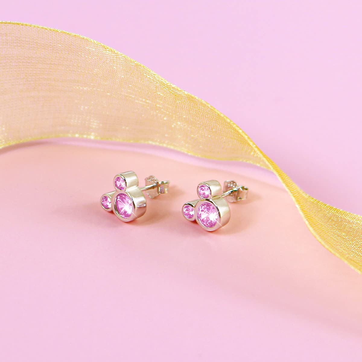 Dazlily Mouse Shape Stud Earrings 925 Sterling Silver Stud Earrings for Women Jewelry (Mouse Pink)