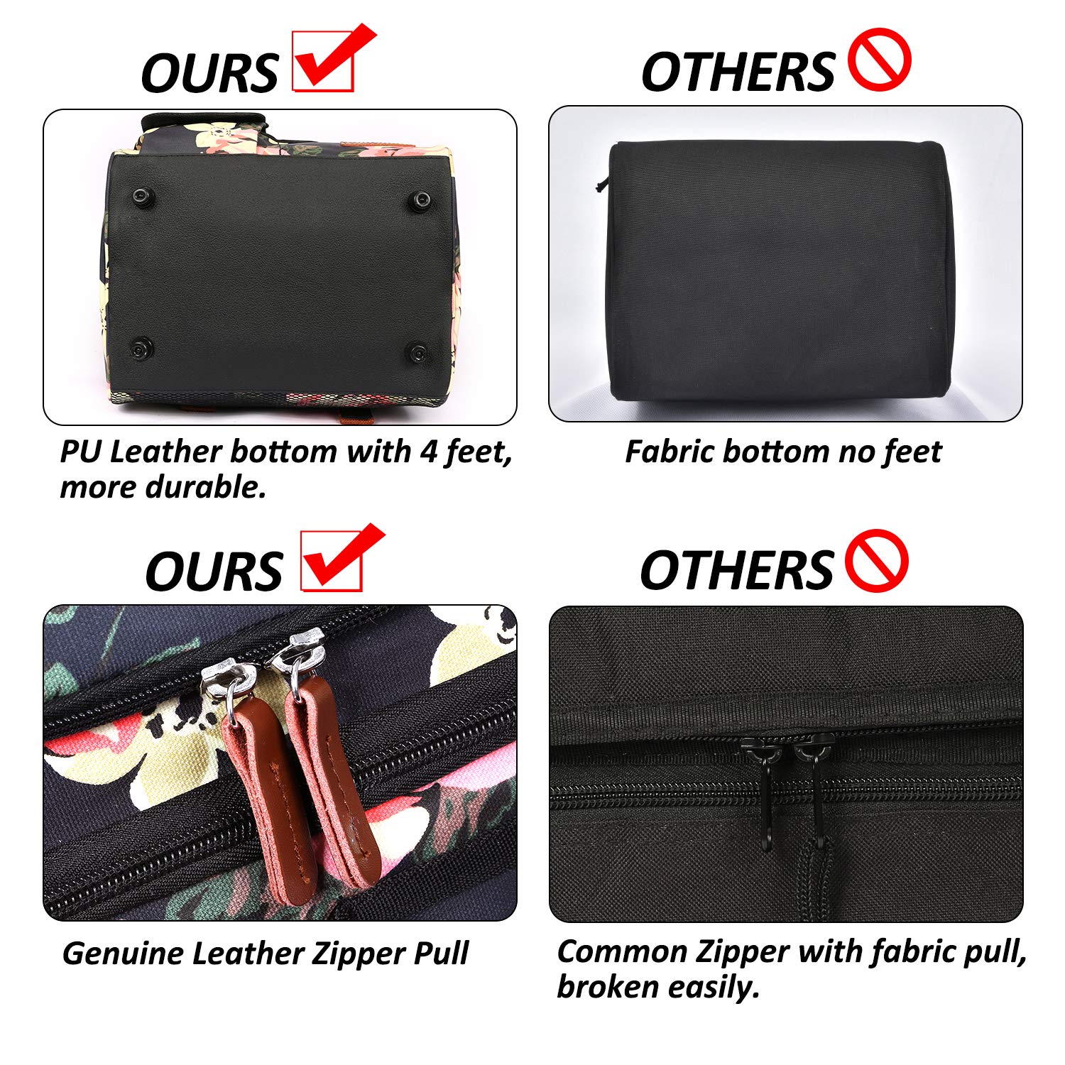 LOKASS Lunch Bag Women Double Deck Insulated Lunch Box Large Cooler Tote Bag with Removable Shoulder Strap Wide Open Thermal Meal Prep Lunch Organizer Box for Adults Work/College/Outdoor, Black Peony