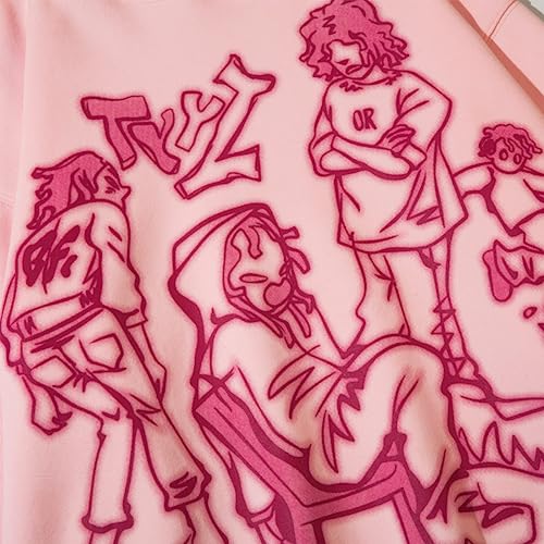 NECHARI Women's Y2K Full Zip Up Hoodie Over Face Rhinestone Pattern Print vintage Pullover Aesthetics Design Oversized Harajuku Jacket