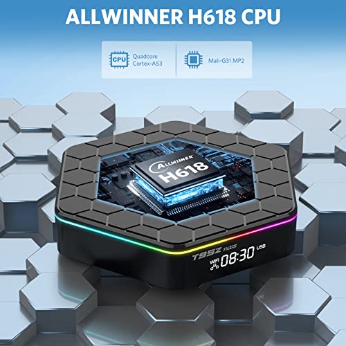SGH Android tv box,T95Z Plus 12.0 box Allwinner H618 Quadcore 2GB RAM 16GB ROM Mali-G31 MP2 GPU Support 6K 3D 1080P 2.4/5 GHz WIFI6 BT5.0 10/100M Ethernet DLNA HDR10 HDMI 2.0 H.265 Smart
