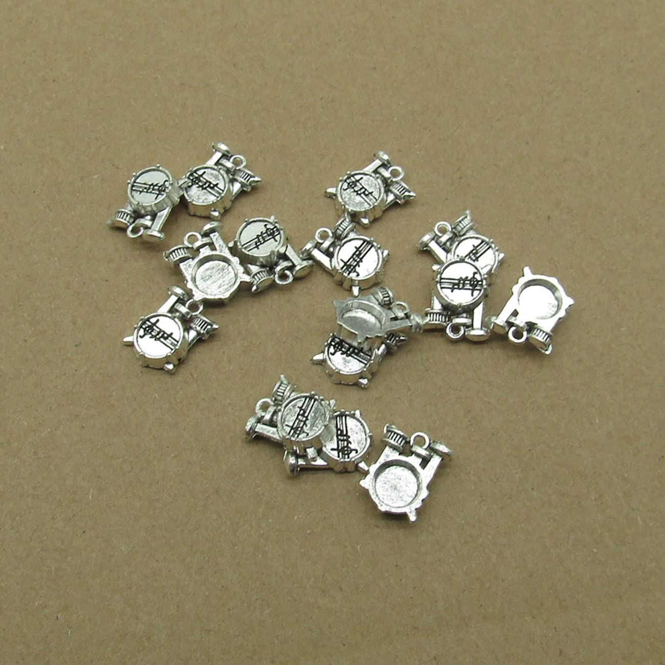 FAIWAWU 40 Pcs Silver Drum Set Charm Music Charms Pendant for Jewelry Making Necklace Bracelet Earrings