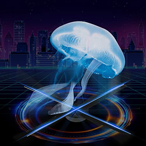 17.7 inch HD 3D Hologram Fan Projector Halloween Display 65s WiFi Bluetooth Can Be Found Projector Lamp 1400P Hi-Resolution Holographic Projector Fan is Best for Business,Store,Shop,Bar(17.7 inch HD)