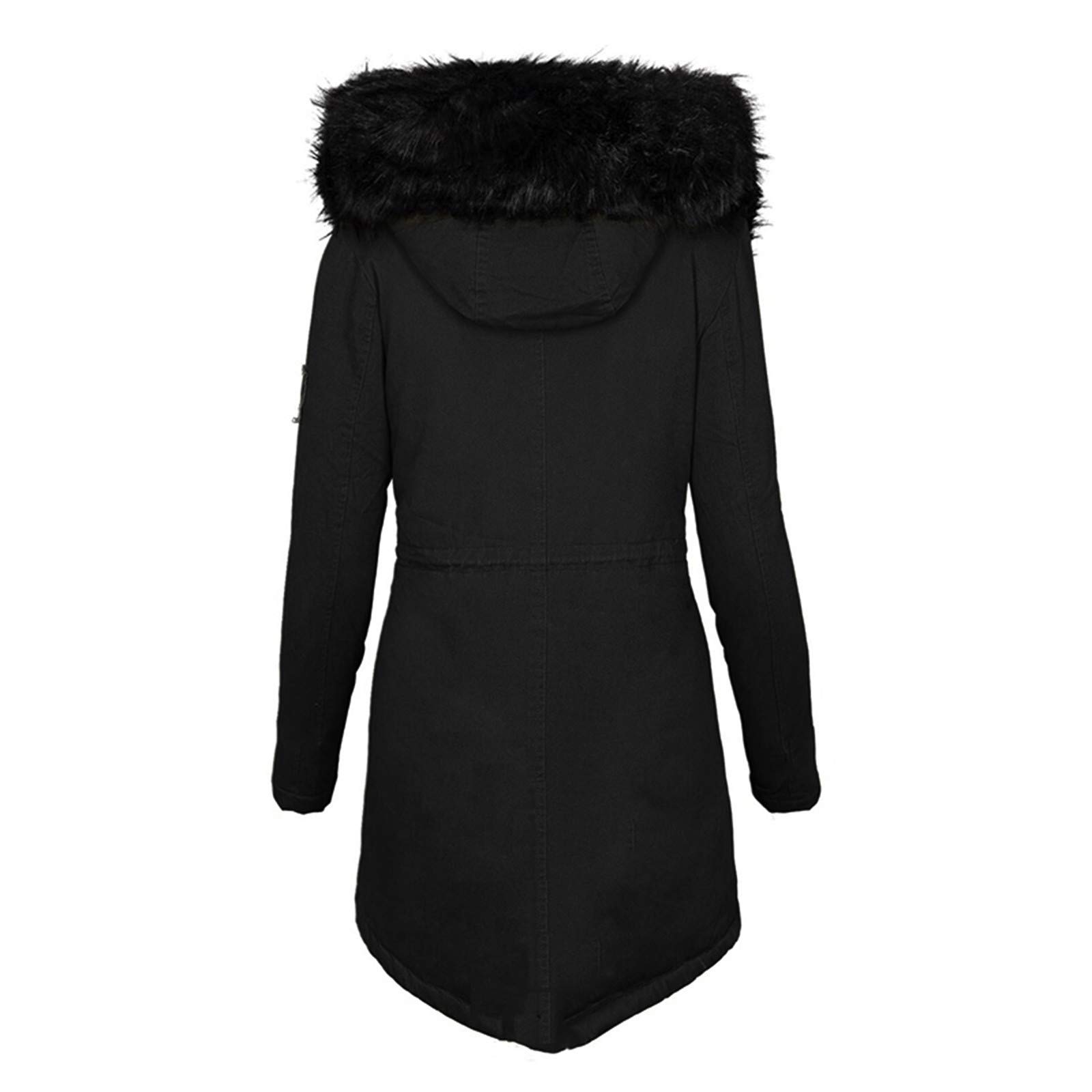 Aniywn Women's Winter Hooded Faux Sherpa Lined Parka Jacket Long Sleeve Solid Color Warm Coat Thicken Military Parka Jacket