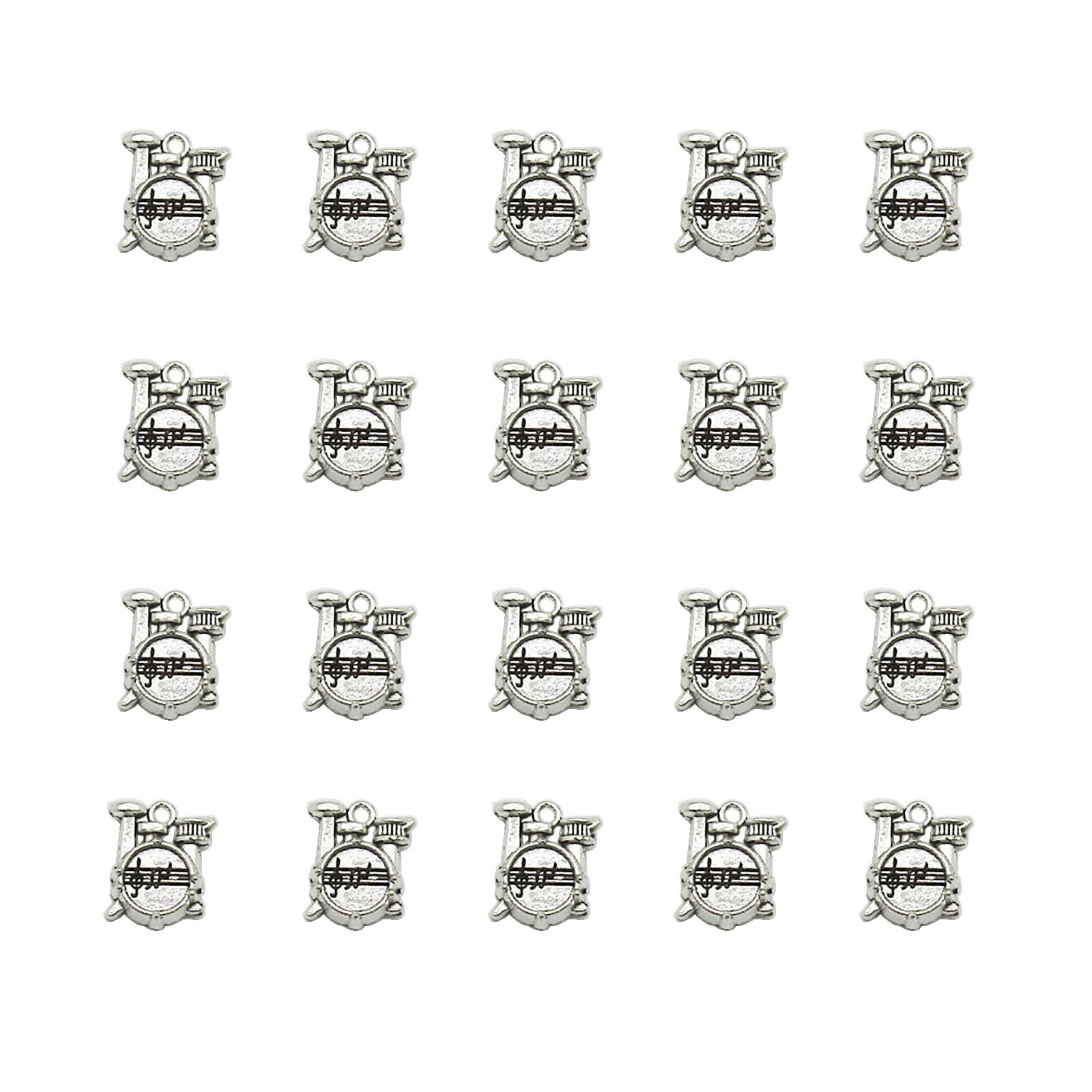 FAIWAWU 40 Pcs Silver Drum Set Charm Music Charms Pendant for Jewelry Making Necklace Bracelet Earrings