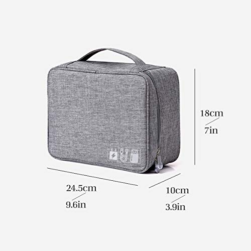 Electronics Organizer, OrgaWise Electronic Accessories Bag Travel Cable Organizer Three-Layer for iPad Mini, Kindle, Hard Drives, Cables, Chargers (Two-Layer-Grey)