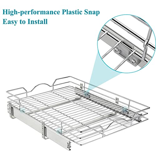 OCG Pull Out Cabinet Organizer (11" W x 18" D), Pull out Drawers for Kitchen Cabinets, Pull Out Shelves for Base Cabinet Organization in Kitchen Bathroom Pantry, Chrome Finish