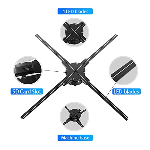17.7 inch HD 3D Hologram Fan Projector Halloween Display 65s WiFi Bluetooth Can Be Found Projector Lamp 1400P Hi-Resolution Holographic Projector Fan is Best for Business,Store,Shop,Bar(17.7 inch HD)