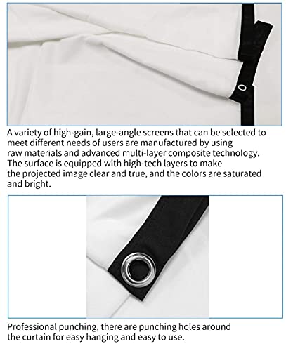 FMOGE Projector Simple Curtain Home Outdoor KTV Office Home Theater Portable 3D HD Projector Screen (Size : 150 inch)