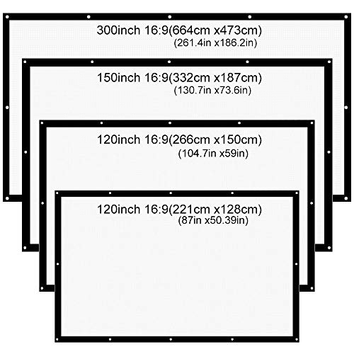 LIUZH 180/200/250/300 inch Projection Projector Screen 16:9 Fold Portable Screen Canvas Matt White for Home Film HD Wall Mounted (Size : 300 inch)