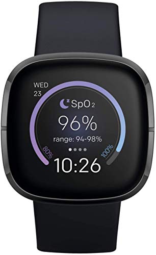 Fitbit Sense Health & Fitness Smartwatch W/ GPS, Bluetooth Call/Text, Heart Rate SpO2, ECG, Skin Temperature & Stress Sensing (S & L Bands, 90 Day Premium Included) International Version (Graphite)