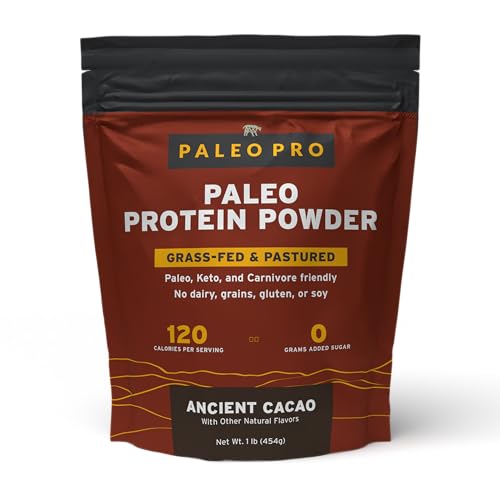 PaleoPro Protein Powder Grass-Fed, Pastured, Cage-Free Protein | Gluten Free, Dairy Free. No Sugar, Soy, Grains or Net Carbs | Paleo & Keto Friendly - 15 Servings (16 oz, Ancient Cacao)