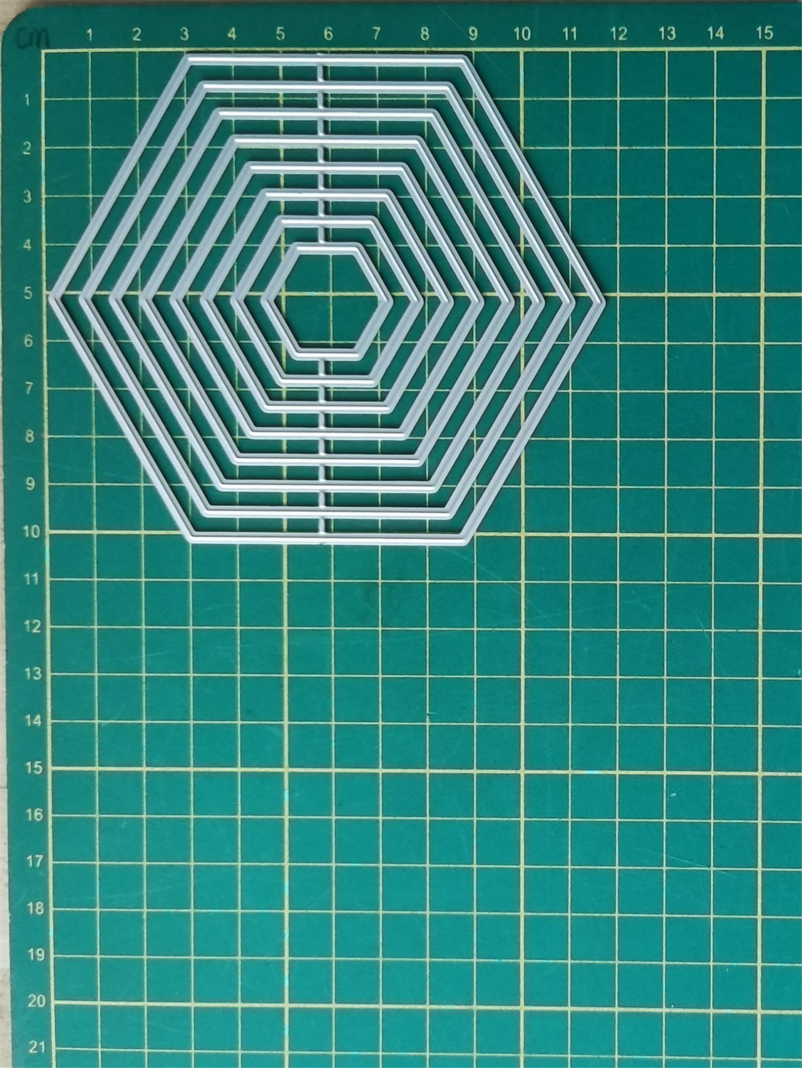 FAWENUCY Scrapbooking Die-Cuts, Layering Frame Metal Cutting Dies for Card Making, Paper Craft Punch Template, Background Embossing Stencils, DIY Album Décor (8 Pcs Hexagon-11.7x10.2cm)