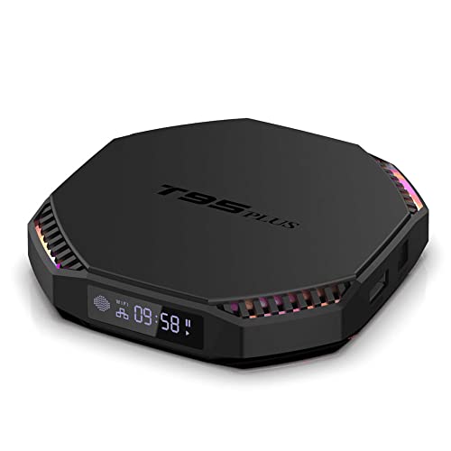 T95 Plus Smart TV Box Android 11 Rockchip RK3566 8GB 128GB Dual WiFi 1000M Support 4K H.265 Media Player Set top TV Box with Backlight Keyboard i8, Black