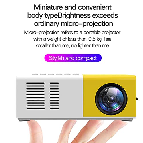 Mini Projector Portable Projector Supports Hd 1080p Outdoor Mobile Power Supply Camper Apartment Classroom Must Haves Electronics Tech Gadgets Birthday Gifts for Men Personalized Gifts (Yellow)
