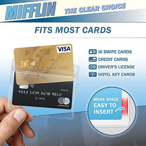 Mifflin-USA Horizontal ID Name Badge Holder (Clear, 3.5x2.25 Inches, 100 Pack), Waterproof and Resealable Plastic Card Holders