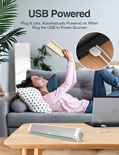 Computer Speakers, Bluetooth Computer Soundbar, HiFi Stereo, 3.5mm Aux-in Connection, USB Powered Computer Speakers for Desktop Monitor, PC, Laptop, Tablets
